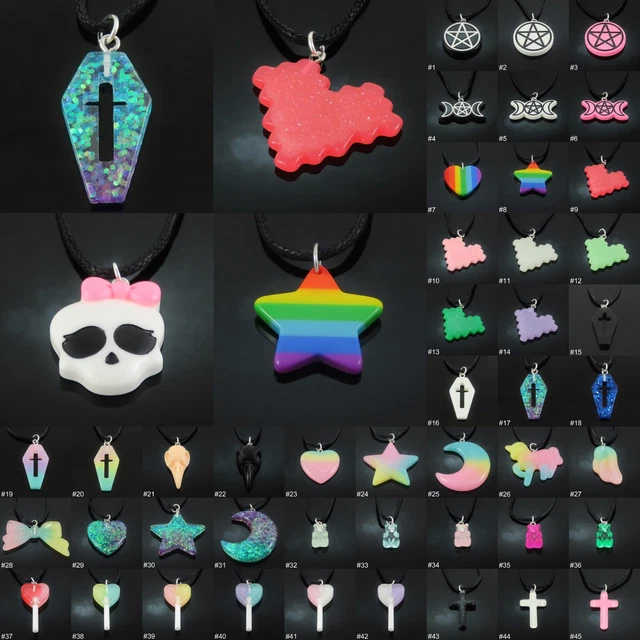 GOTH GEEK CUTE Resin Pendant Necklace punk emo nerd gamer girl boy mens ...