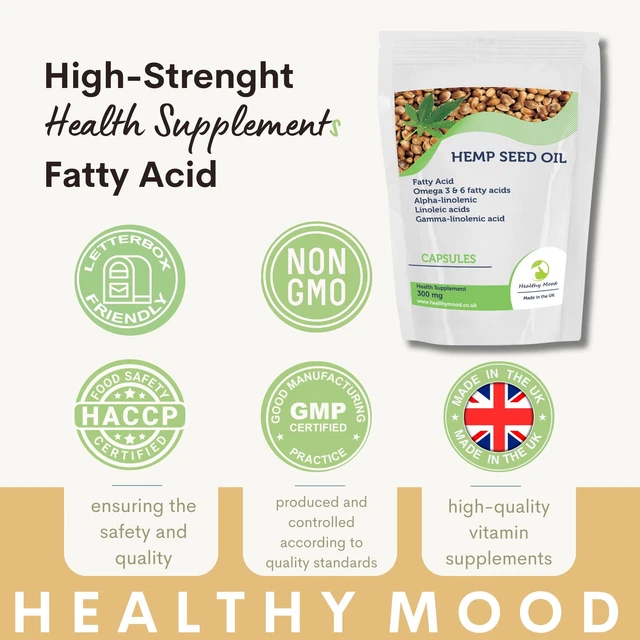 HEMP SEED OIL 300mg 120 SoftgelCapsules - Cold-Pressed Nutritional ...
