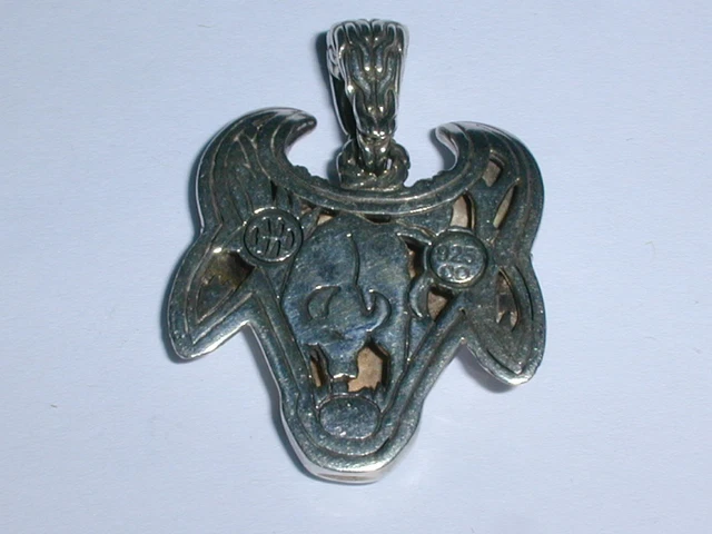 RARE JOHN HARDY Sterling Silver Naga Steer - Cow? Pendant Enhancer W ...
