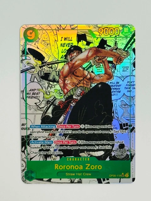 ONE PIECE TCG: Roronoa Zoro Manga Secret Rare Alt Art OP06-118 Wings of ...