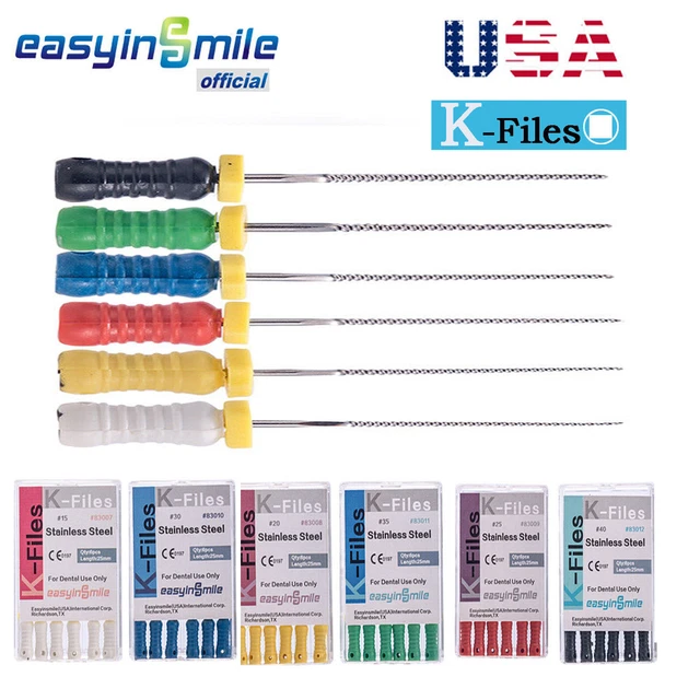 6X10PC DENTAL ENDO K Files EASYINSMILE Stainless Steel Root Canal Hand ...