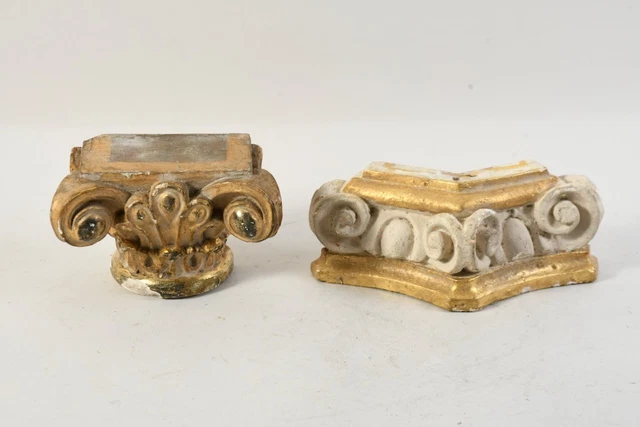 P54O56- HOLZ SOCKEL Kapitell und Zierelement gestuckt 19.Jh EUR 20,50 ...