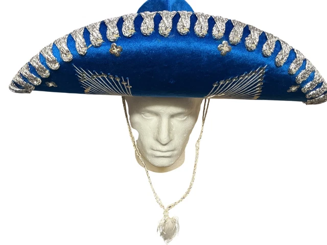 PIGALLE BLUE SOMBRERO Hat Mexican Fancy Dress Embroidered Decor 2080 £ ...