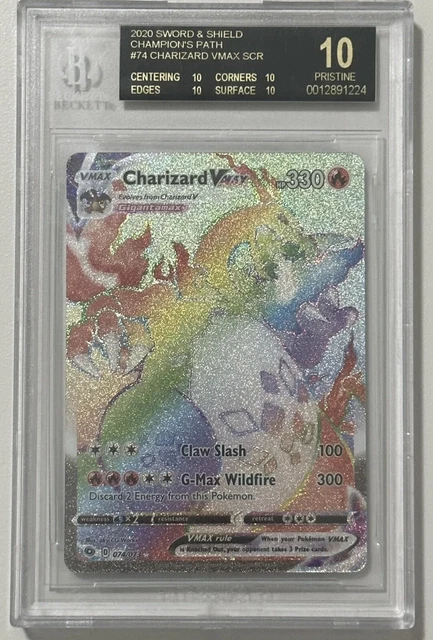 CARTE POKÉMON BGS 10 PRISTINE Charizard VMAX 074/073 ÉTIQUETTE NOIRE ...