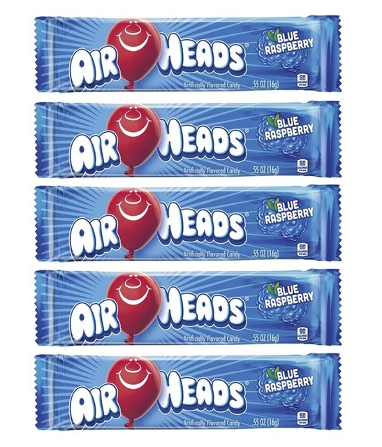 5X AIR HEADS Blue Raspberry Flavor 16g Chewy Candy American Sweets $15. ...
