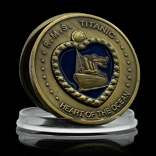 TITANIC HEART OF The Ocean Bronze Coin RMS Forever Love Medal Seal ...