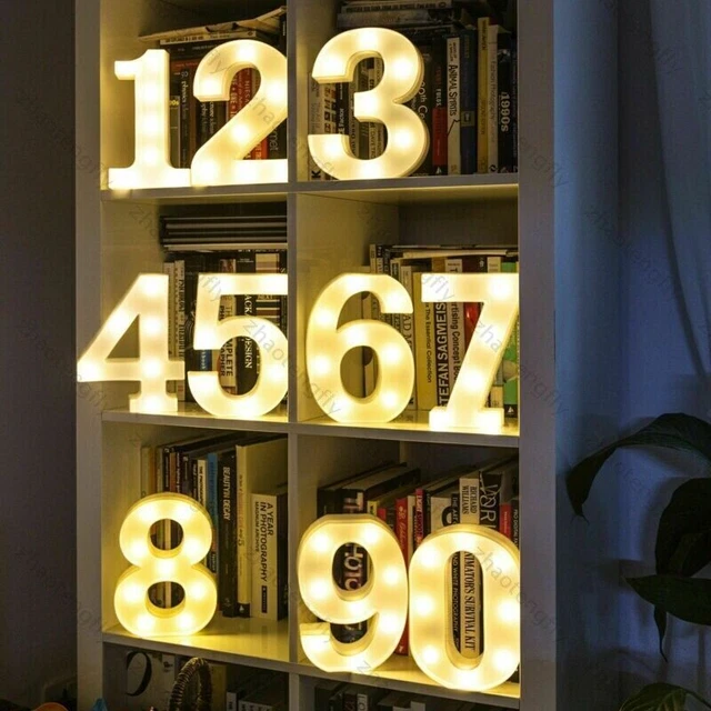 LARGE LED LIGHT Up Alphabet Letters Plastic Numbers Standing Party ...
