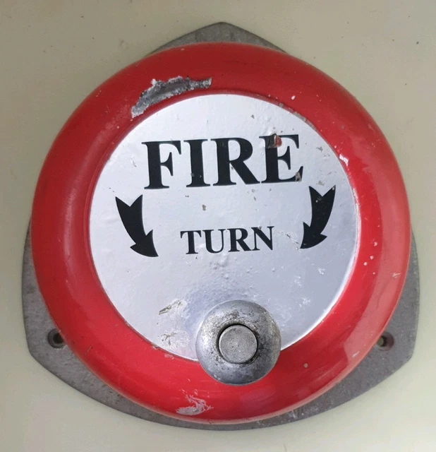 VINTAGE FIRE ALARM Bell Wall Mounted Manual Fire Bell Hand Cranked ...