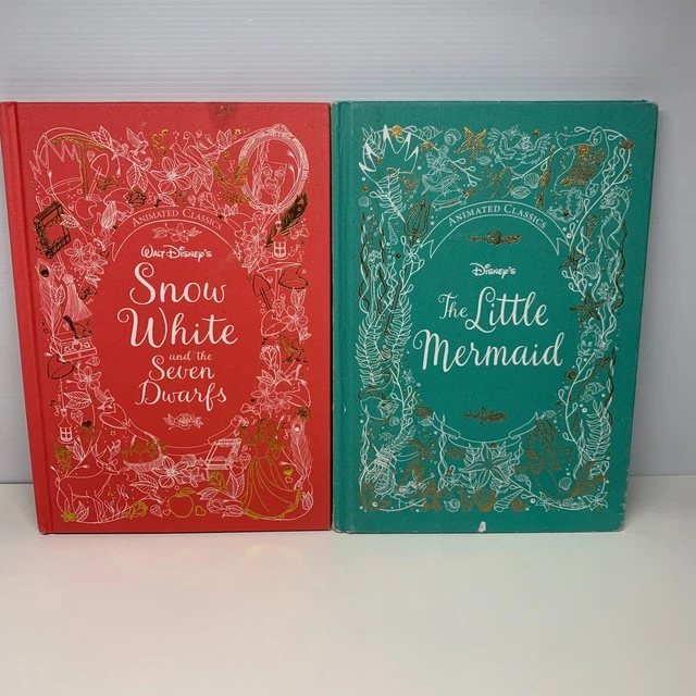 2X WALT DISNEY Hardcover Books Bundle Lot Snow White, Little Mermaid ...