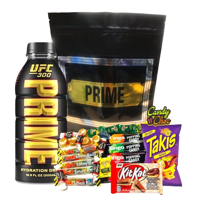 PRIME HYDRATION UFC 300 Drink Bundle USA Candy Sweets Takis Kit Kat ...
