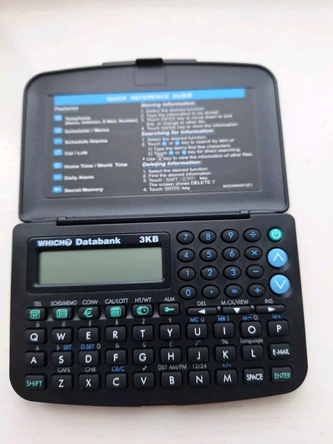 WHICH DATABANK 3KB Electronic Organiser Pocket Calculator Alarm £10.99 ...