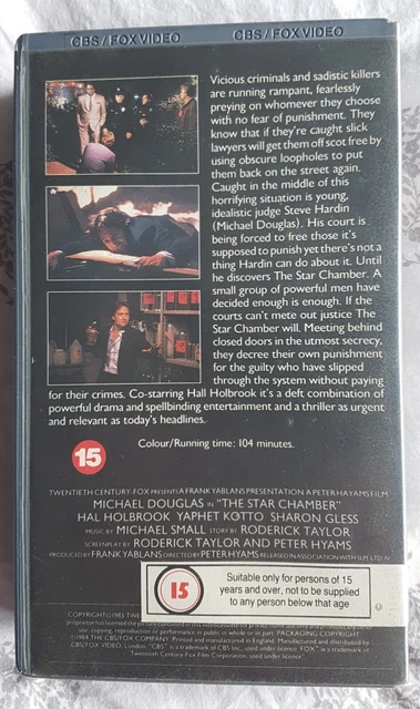 THE STAR CHAMBER (VHS) PRE CERT - Michael Douglas + Sharon Gless ...