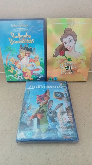 DISNEY MOVIE DVD Bundle, Beauty And The Beast, Bedknbs And Broomsticks ...