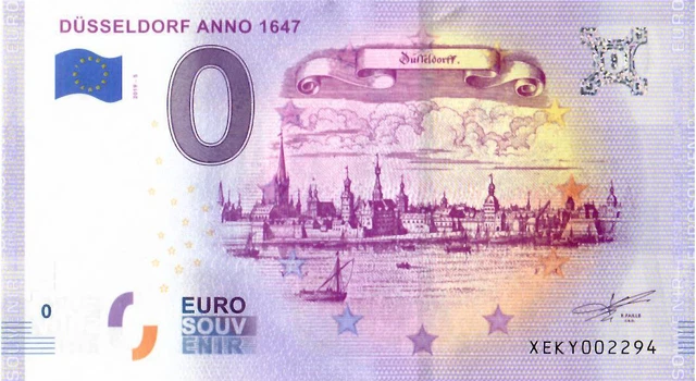 0 EURO SCHEIN Deutschland 2019 · Düsseldorf Anno 1647 · Souvenir o Null ...