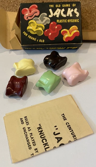 VINTAGE 1930S AUSTRALIAN KNUCKLE BONE JACKS BAKELITE GAME MINT IN BOX ...