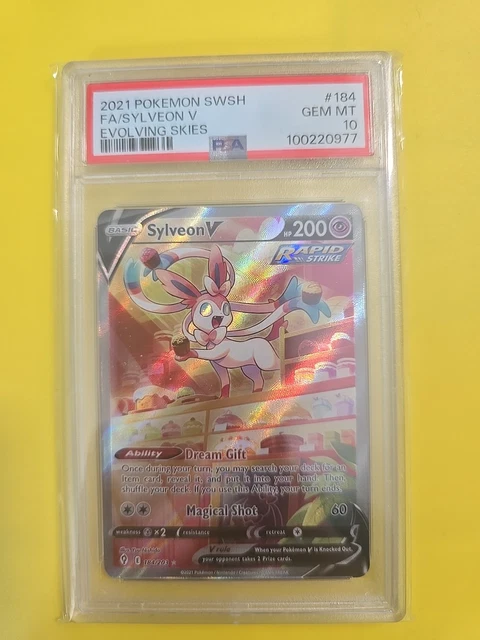 SYLVEON V 184/203 | PSA 10 | Evolving Skies Graded Full Art Pokémon Card £200.00 - PicClick UK