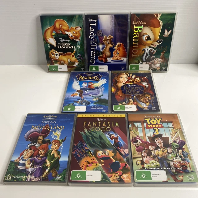 DISNEY DVD BUNDLE x 8 Movies Region 4 - Toy Story Bambi Fantasia ...