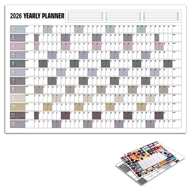 2026 NEW YEARLY Daily Calendar Wall Schedule Planner Sheet Paper 365 Day £5.40 - PicClick UK