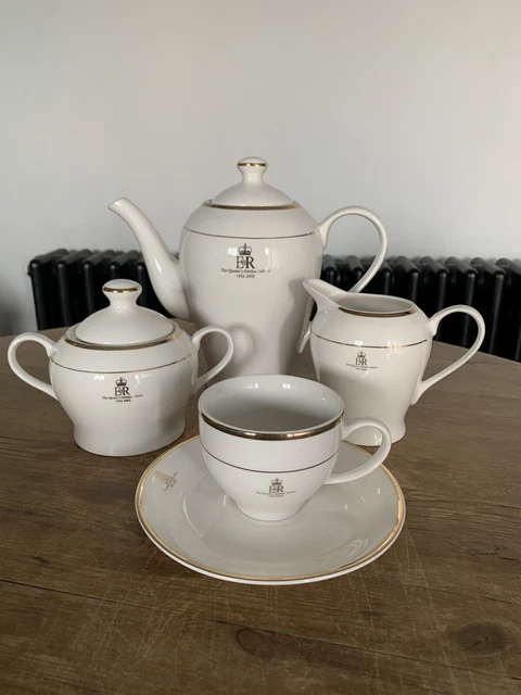 QUEEN ELIZABETH II Golden Jubilee Tea Set incl 4 cups & saucers £15.00 ...