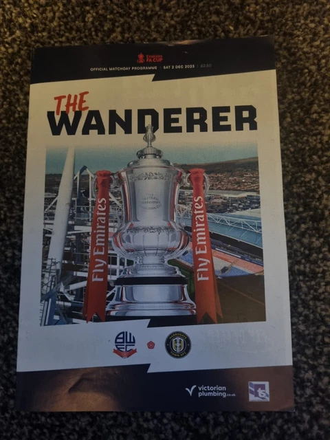 BOLTON WANDERERS FOOTBALL Programmes 23/24 Bolton Vs Harrogate Town Fa ...