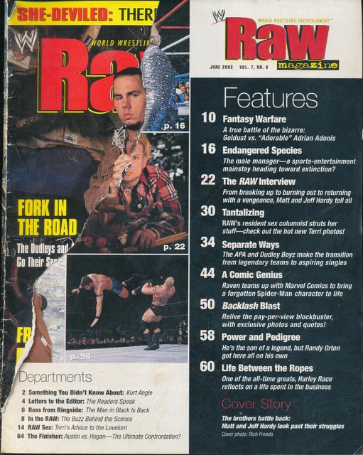 WWE RAW MAGAZINE June 2002 The Demise of the Manager Hardy Boyz Terri ...