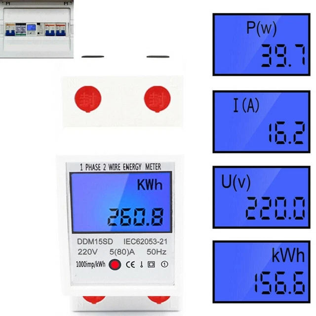AC METER ELECTRICITY Meter Meter Solar Power Generation Parts Wattmeter ...