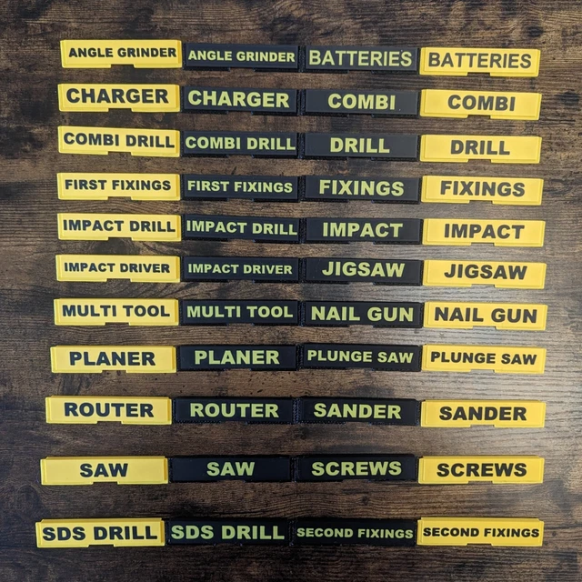 DEWALT TSTAK POWER Tool Box Custom Organiser Label Tag Insert For Your ...