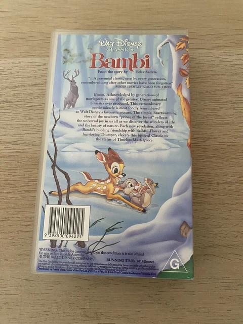 BAMBI VHS BAMBI Movie Disney VHS Vintage Bambi Vintage Disney Movie ...