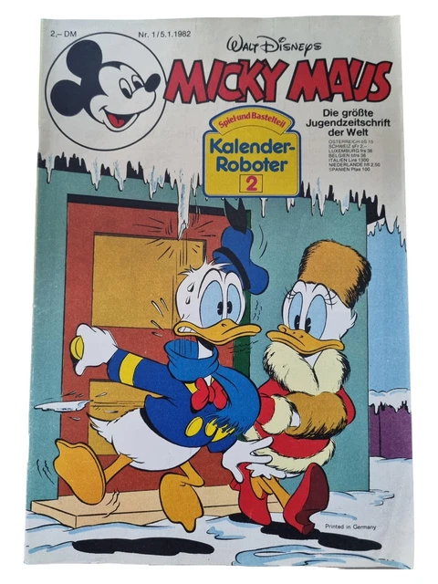MICKY MAUS 1/1982 Walt Disney Zeitschrift Donald Duck Basteln Comics ...