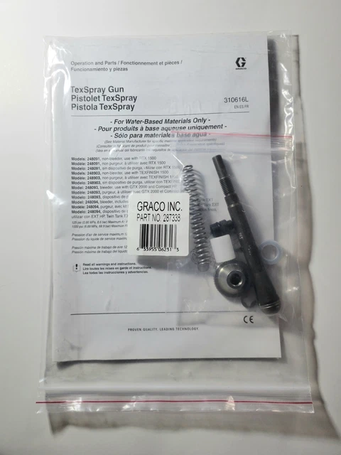 GRACO 287338/ 287228, TexSpray Gun Fluid Needle Repair Kit, Fits RTX ...