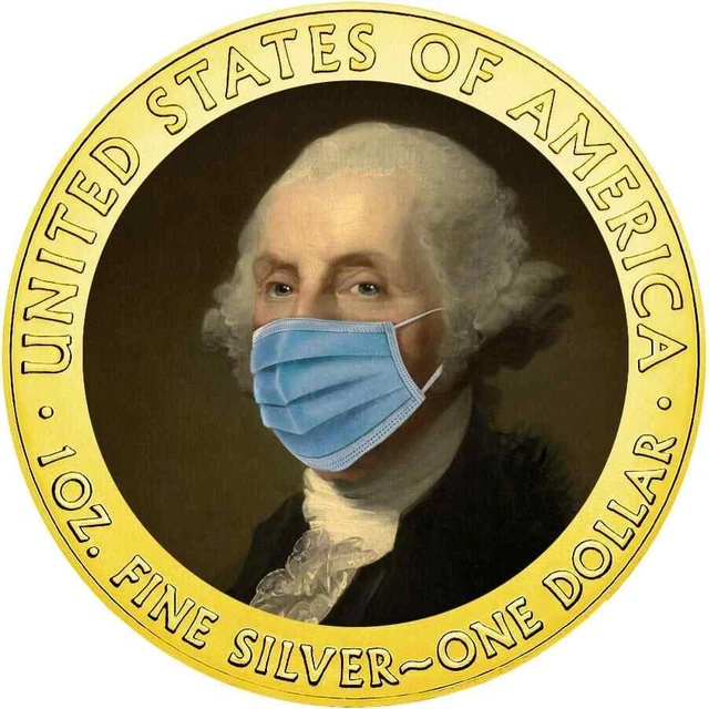 2020 $1 GEORGE Washington - Face Mask - Quarantined Art 1oz Silver ...