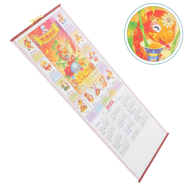 YEARLY DATES 2025 Wall Calendars Chinese of The Snake Hanging Scroll £7 ...