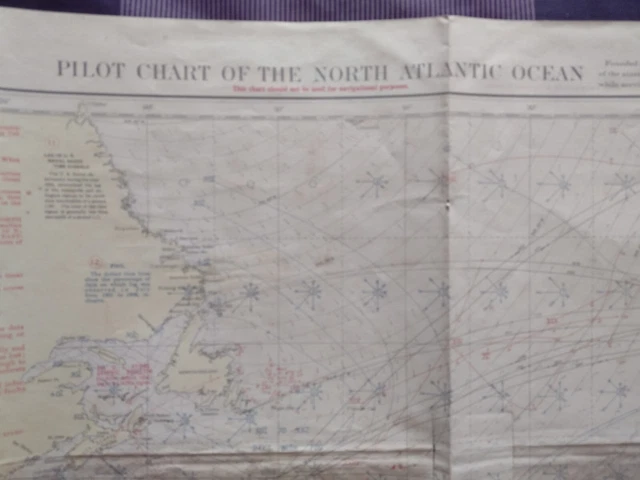 VINTAGE US NAVY Pilot Chart of the North Atlantic Ocean - July 1932 ...