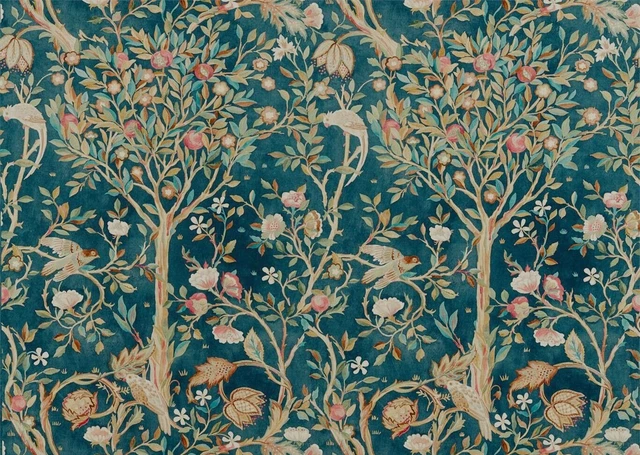 WILLIAM MORRIS CURTAIN FABRIC DESIGN Melsetter 3 METRES INDIGO LINEN ...