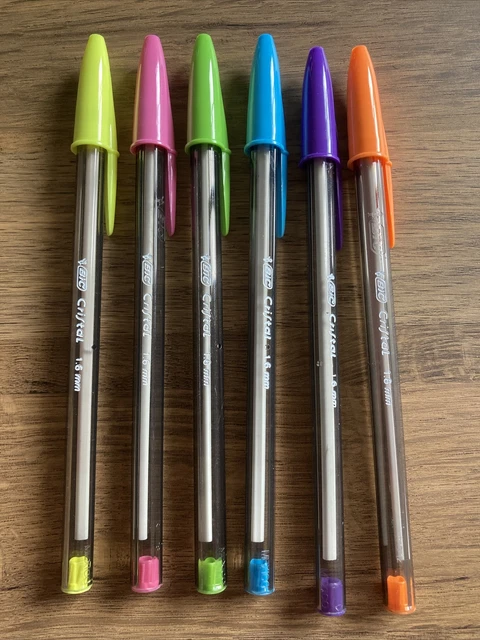 BIC CRISTAL 1.6MM Bold ASSORTED Colour Ballpoint Pens ( PKT 6 ) BIC FUN ...
