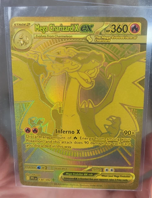 MEGA CHARIZARD X ex Gold Hyper Rare 130/094 Pokemon Phantasmal Flames ...