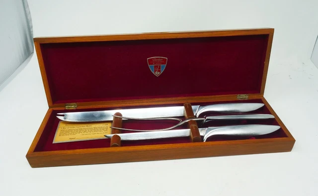 VINTAGE GERBER LEGENDARY Blades 3 Piece Carving Set in Walnut ...
