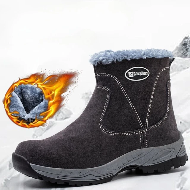 NEW SAFETY TRAINER Fur Lined Warm Work Steel Toe Cap Winter Boot Mens ...