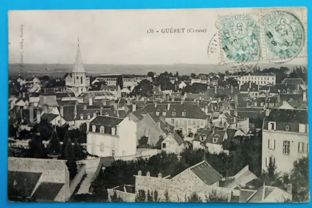 CPA, GUÉRET (23), Vue Générale, paire de Timbres EUR 3,00 - PicClick FR