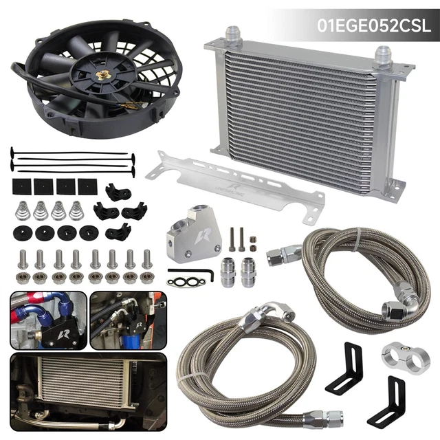 25 ROW ENGINE Oil Cooler Kit+Sandwich Plate adapter For LS1 LS2 LS3 ...
