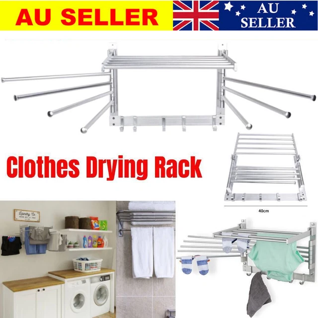 AU WALL MOUNTED Drying Rack Clothes Airer Laundry Indoor Outdoor ...