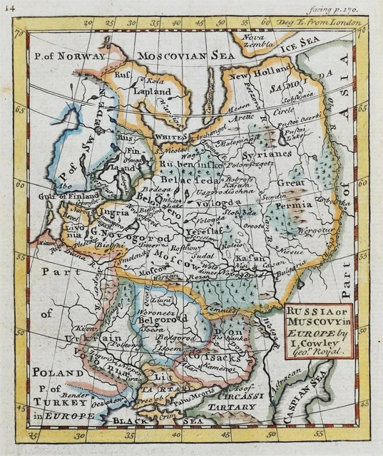 RUSSIA, MUSCOVY IN Europe Livonia Lapland Ukraine Cowley scarce antique ...