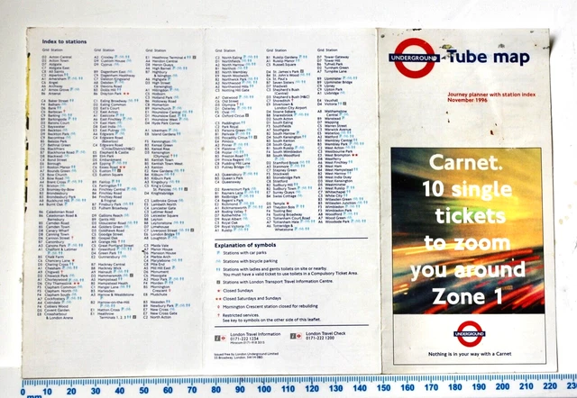 LONDON UNDERGROUND TUBE Map Journey Planner November 1996 £7.45 ...