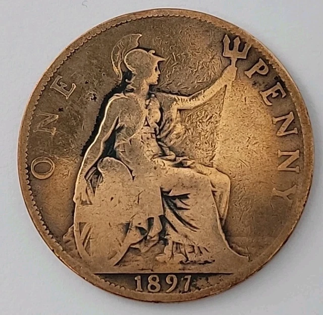 1897 QUEEN VICTORIA Victorian Veiled Head One Penny 1d coin £3.99 ...