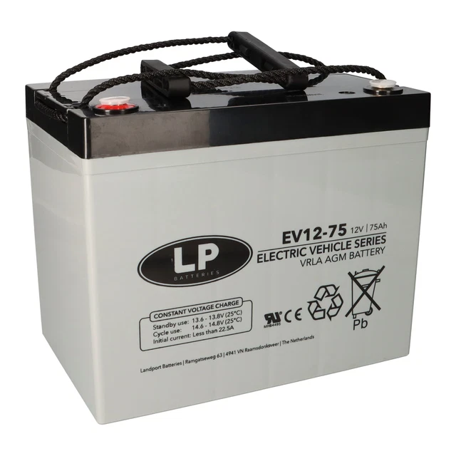 LANDPORT AGM BLEIAKKU 12V 75Ah Zyklenfest VRLA-EV12-75 f. 70Ah 77Ah E ...