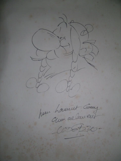 DESSIN AUTOGRAPHE DÉDICACE ORIGINAL de MARCEL UDERZO sur feuille A4 ...