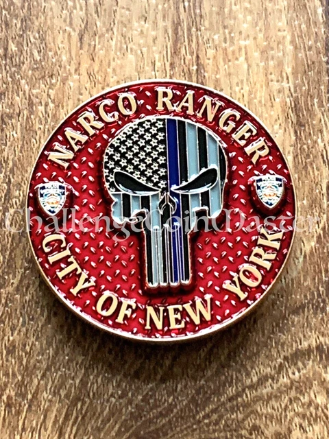 E62 NYPD RED NARCO RANGER Punisher Narcotics Police OCCB CHALLENGE COIN ...