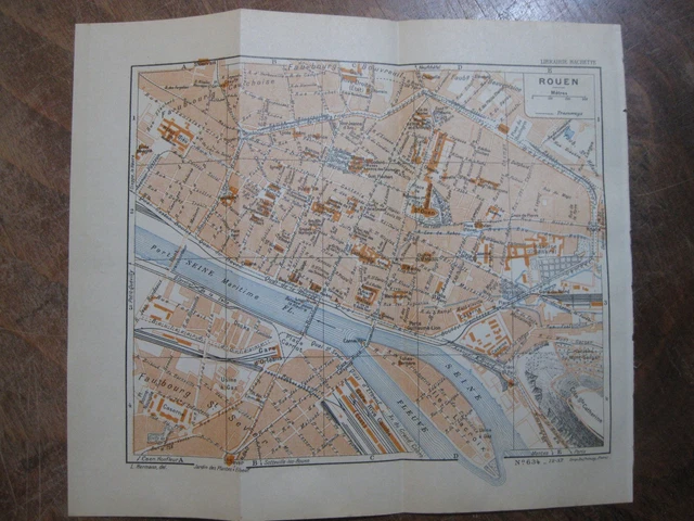 STAMPA ANTICA MAPPA ANTIQUE OLD PRINT GRAVURE MAP ROUEN FRANCE FRANCIA ...