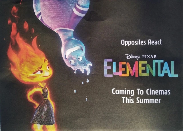 DISNEY PIXAR ELEMENTAL UK Cinema 2023 Promotional Poster / Activity ...