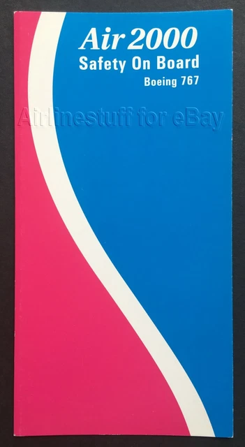 AIR 2000 AIRLINES 1999 Boeing 767-300ER SAFETY CARD airways UK TUI ...